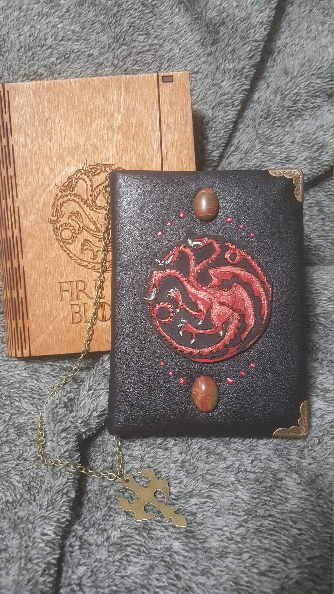 Red Dragon Themed Handmade Leather Black Paper Notebook in - Etsy