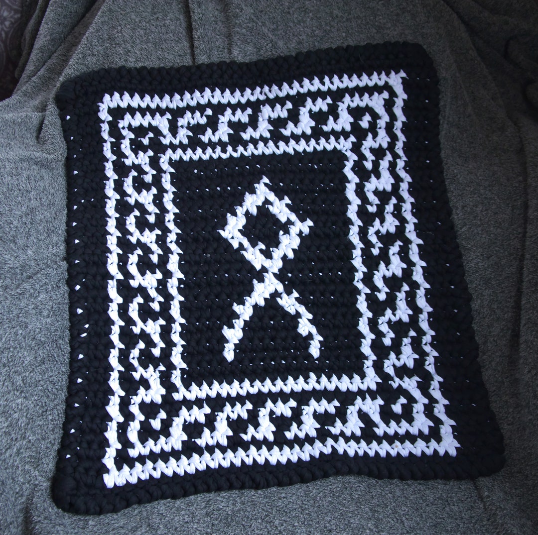 Double-sided Interior Rug "runes", Crocheted Using Rustic Techniques ...