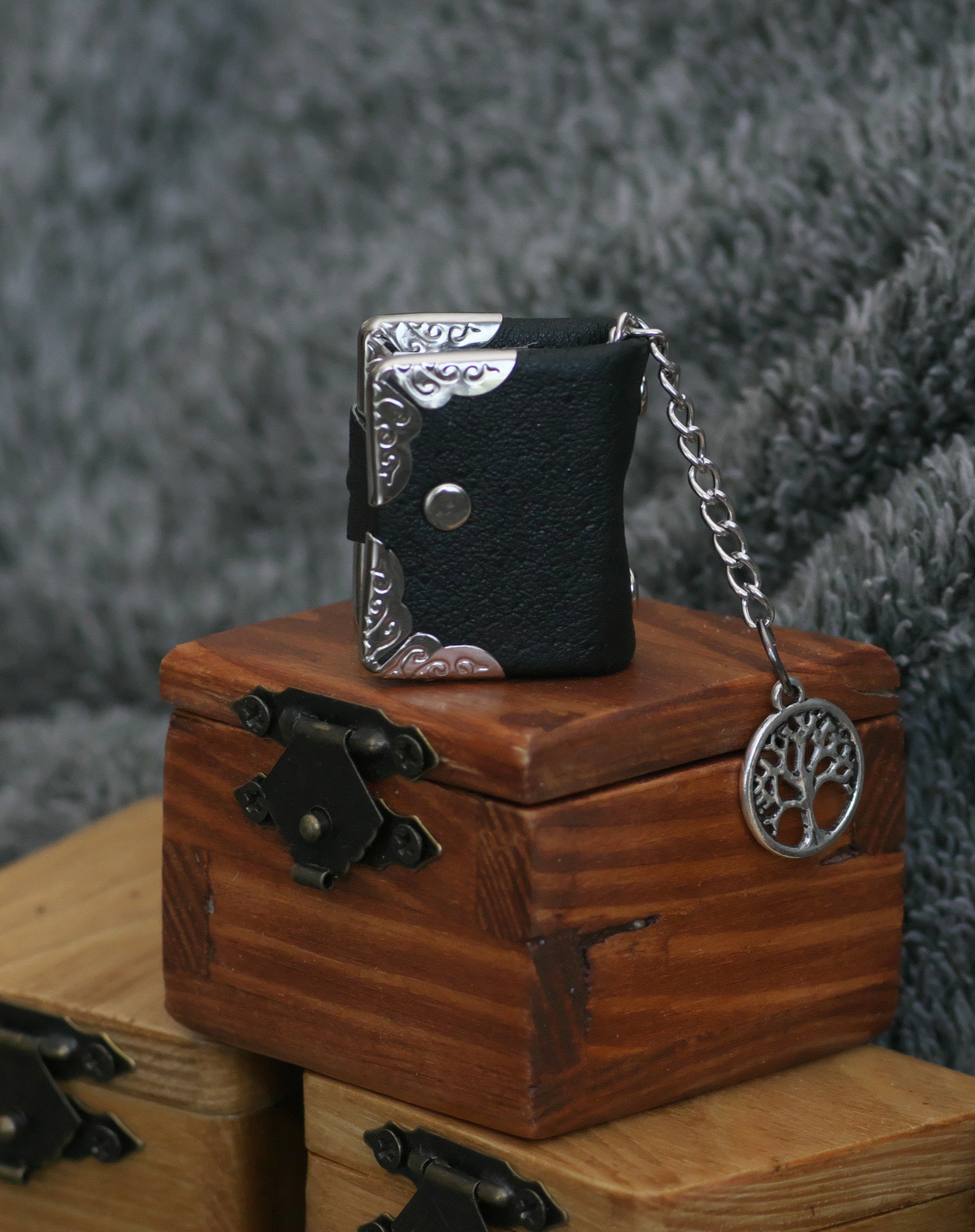 One inch tiny handmade white paper leather notebook pendant in | Etsy