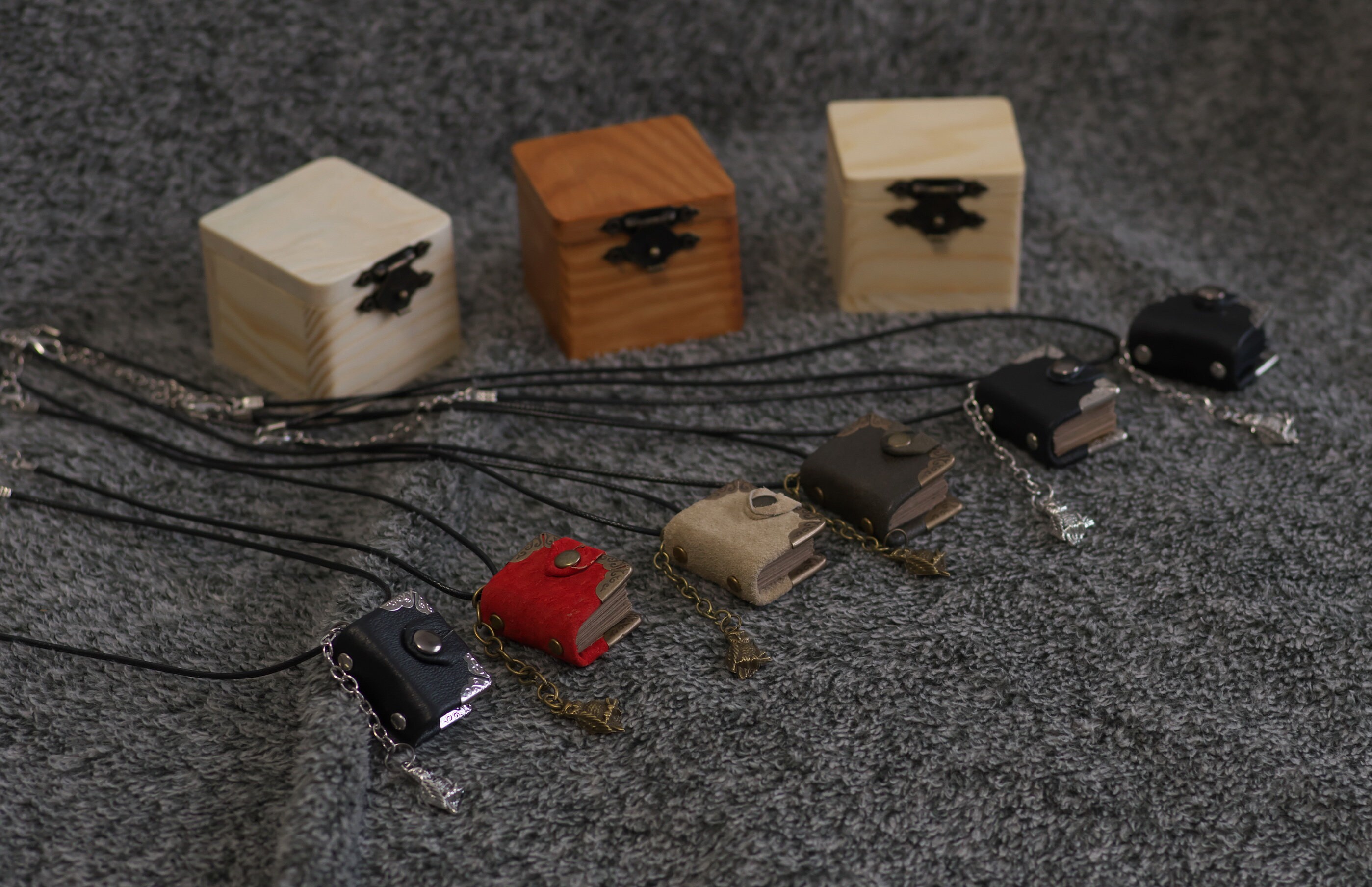 One Inch Tiny Handmade Leather Notebook Pendant in Wooden Box - Etsy