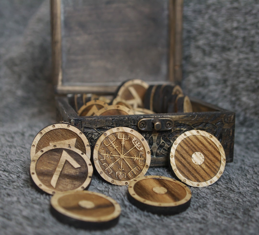 Ash Wood Elder Futhark Runes Set on Shield for Divination - Etsy