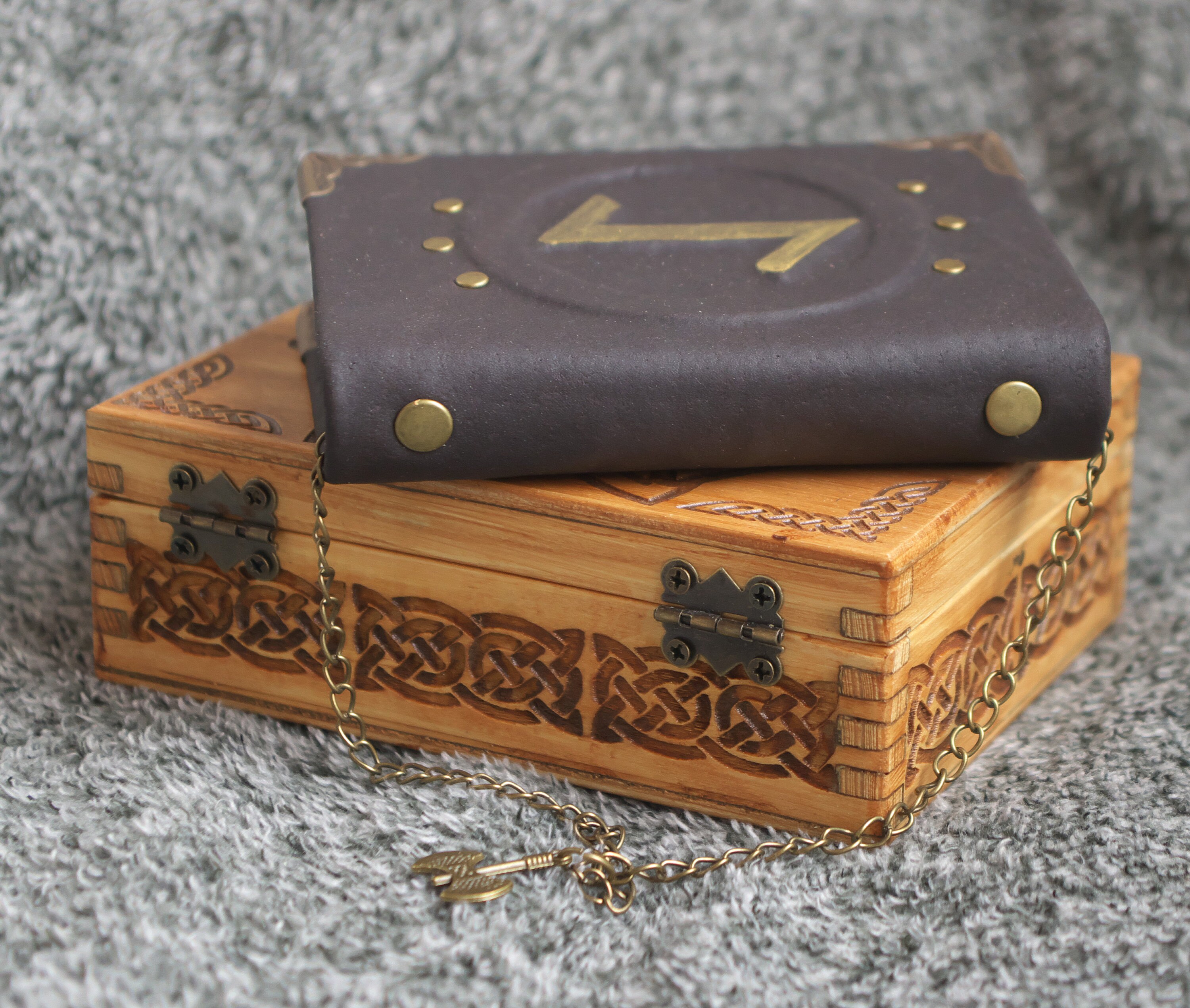 Viking Runic handmade leather craft paper notebook in wooden | Etsy