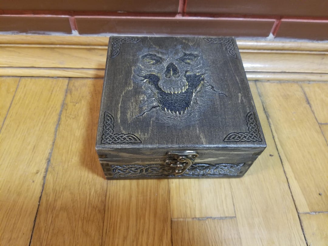Skull - Horror Themed Square Wooden Jevelery Box/casket - Etsy