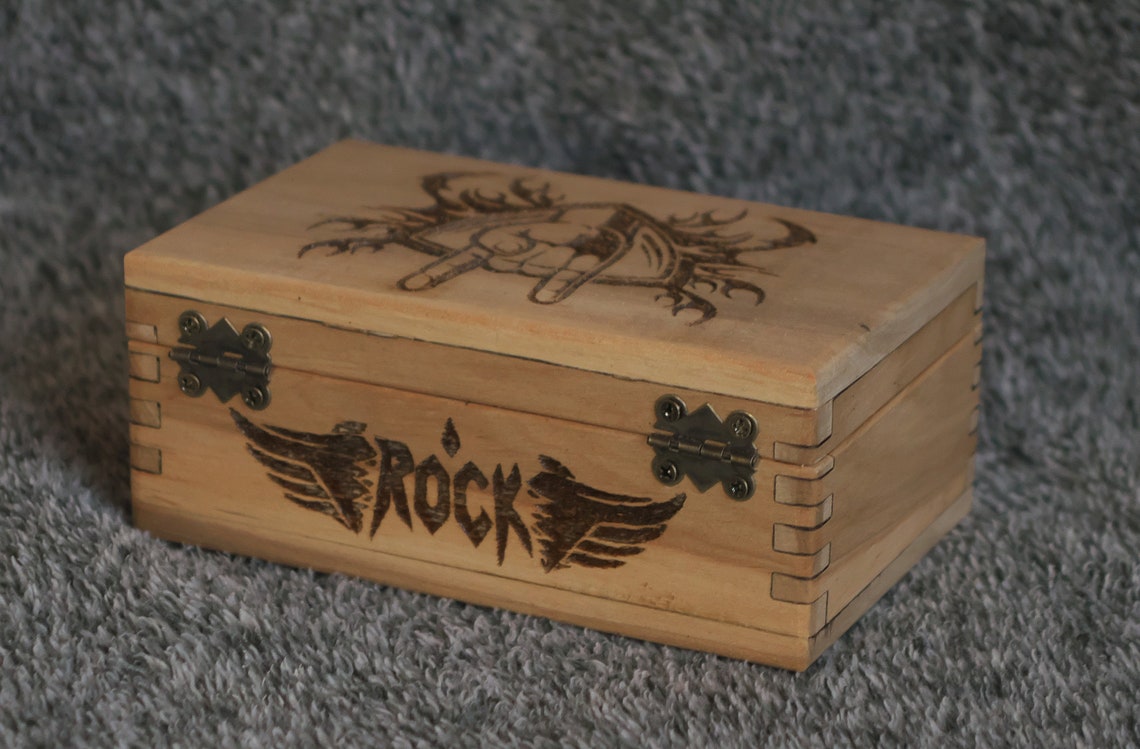 ROCK Themed Alder Wood Jevelery Box/casket - Etsy