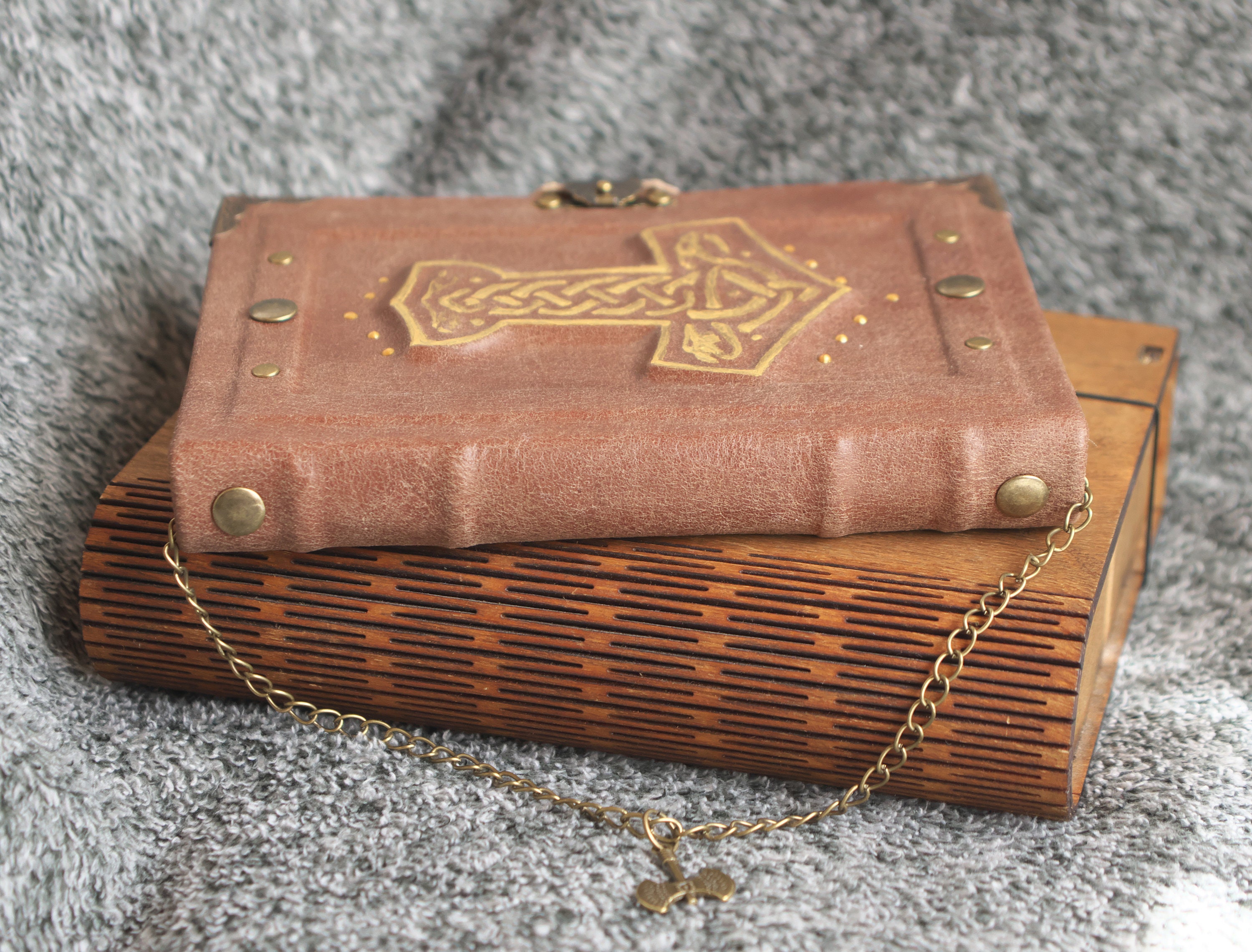 Viking Mjolnir Themed Handmade Leather Notebook in Wooden Box - Etsy