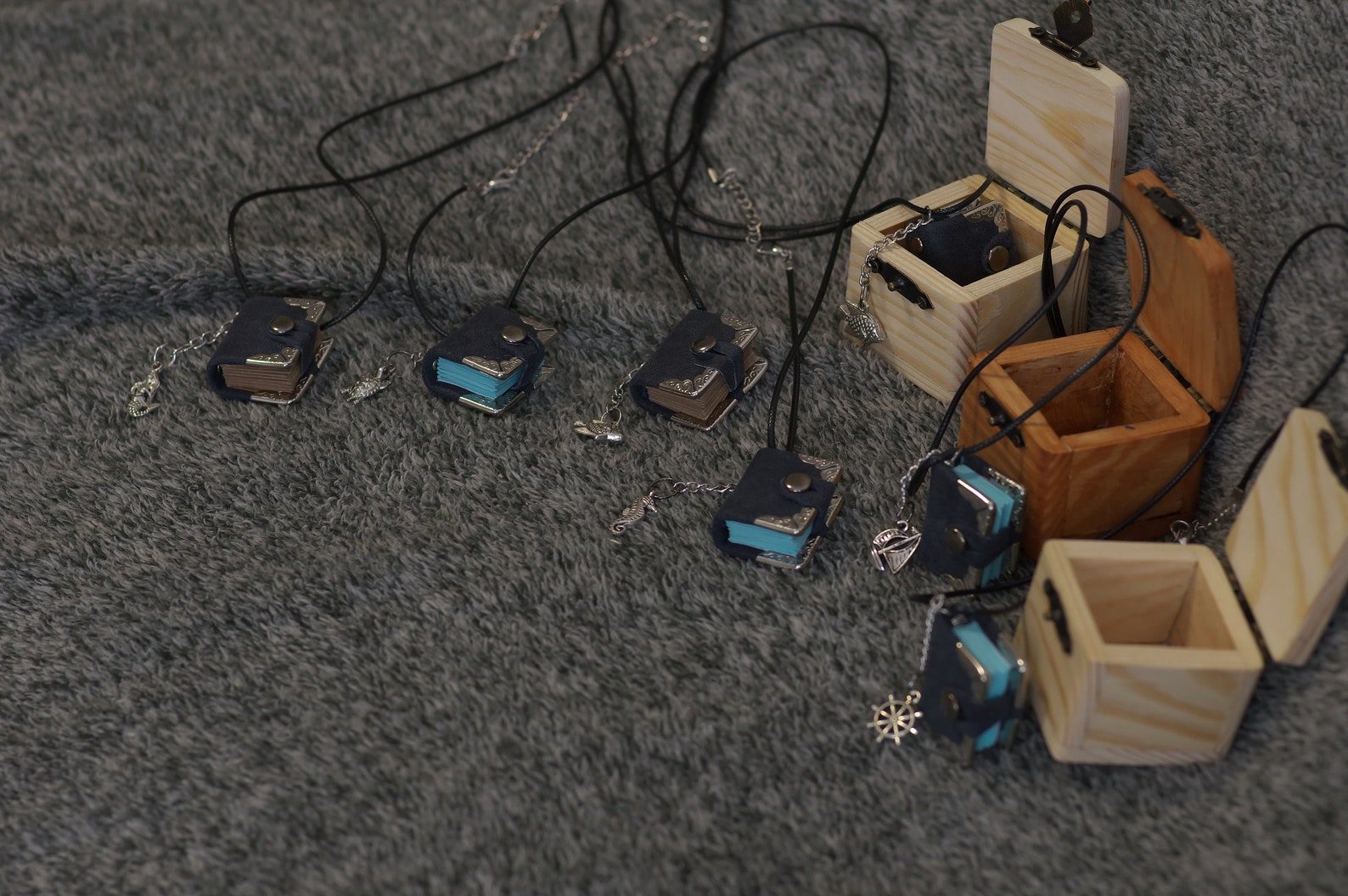 One Inch Tiny Handmade Leather Notebook Pendant in Wooden Box - Etsy