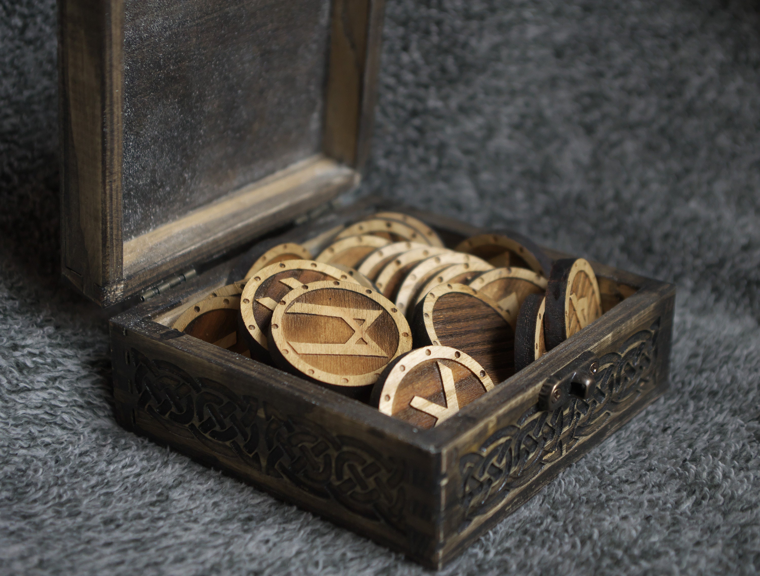 Ash Wood Elder Futhark Runes Set on Shield for Divination - Etsy