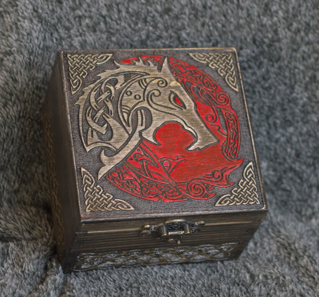 Fenrir - Ragnarok Themed Wooden Jevelery Box/casket - Hidden ...