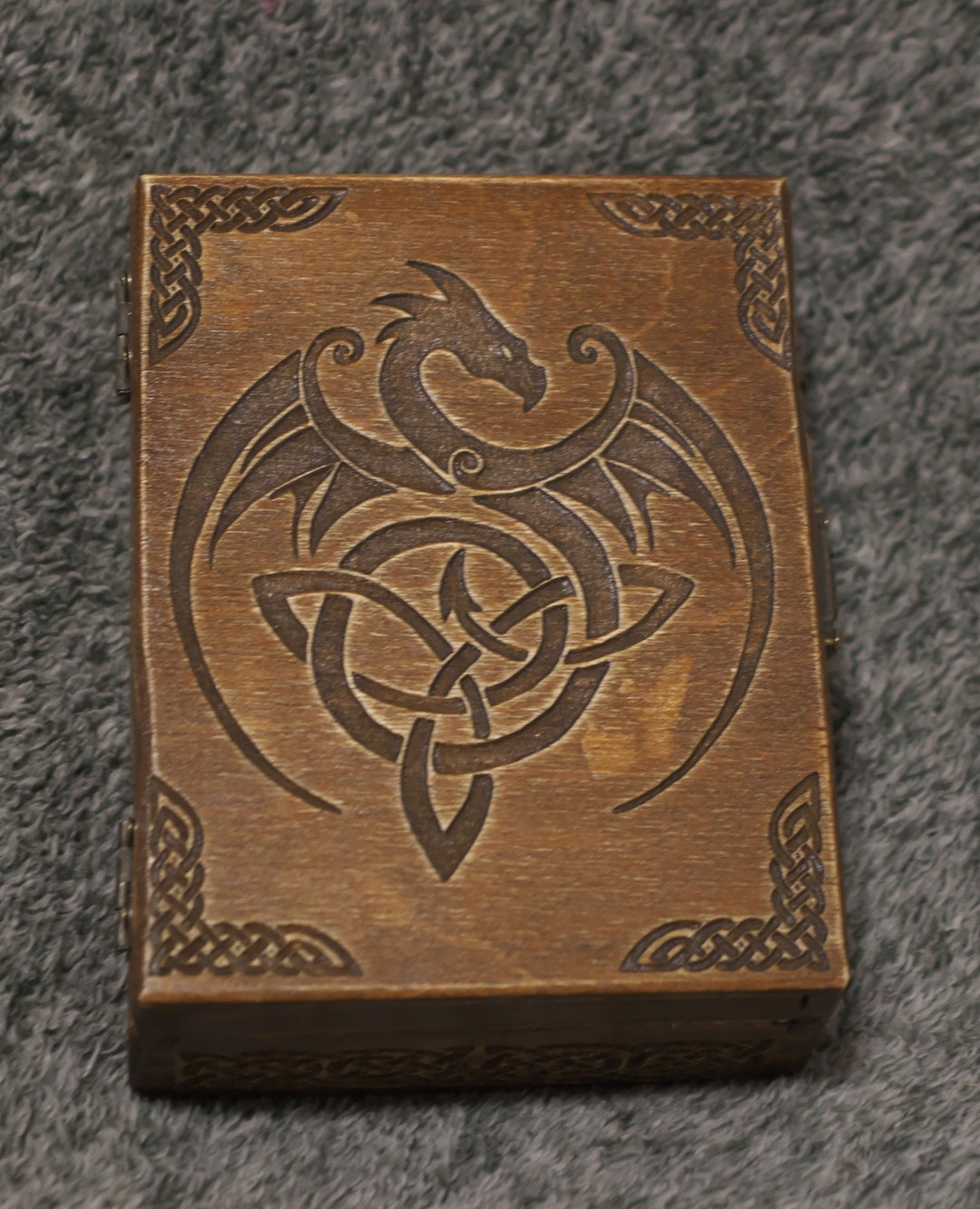 Celtic Dragon Themed Wooden Jevelery Box/casket - Book-shaped - Black ...