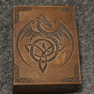 Celtic Dragon Themed Wooden Jevelery Box/casket - Book-shaped - Black ...