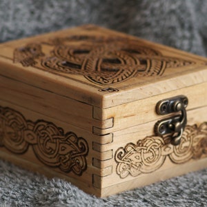 Celtic Themed Wedding Box - With Rings Inlay Alderwood Square Jevelery ...
