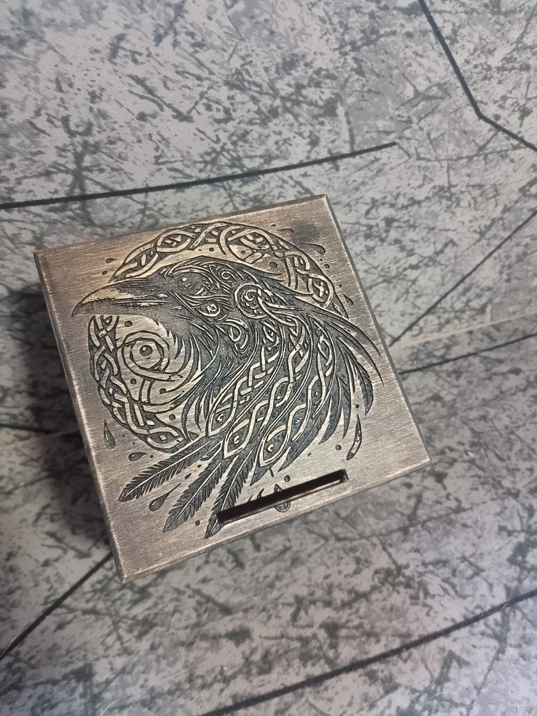 Celtic Crow / Raven Themed Square Wooden Piggy Bank - Etsy