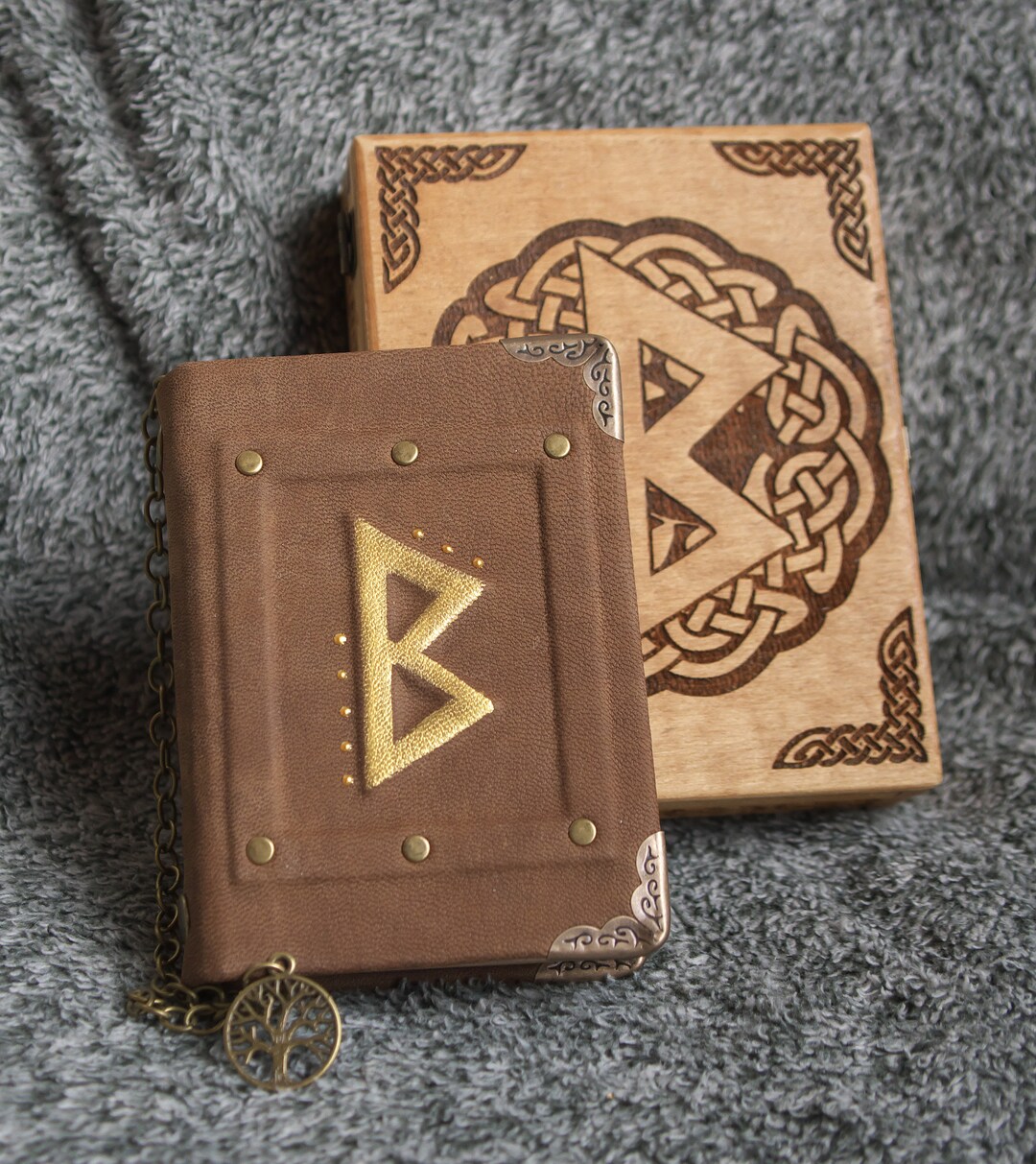 Viking Themed Runic Handmade Leather Craft Paper Notebook in Wooden Box ...
