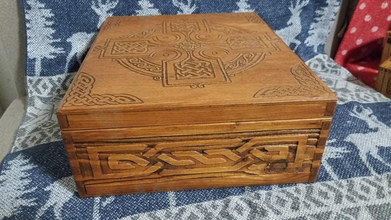Celtic Cross Themed Gigantic Wooden Chest/jevelery Box/casket - Etsy