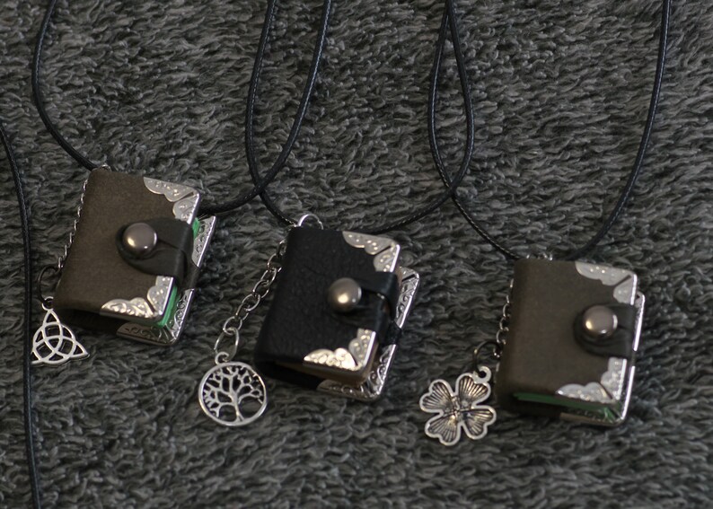 One Inch Tiny Handmade Leather Notebook Pendant in Wooden Box - Etsy