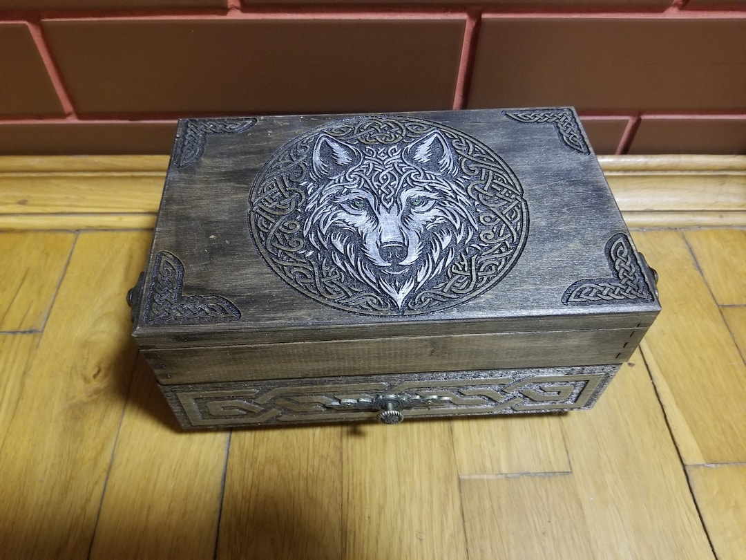 Celtic Wolf - Large Jewelry Box/casket/chest With 2 Compartments on ...
