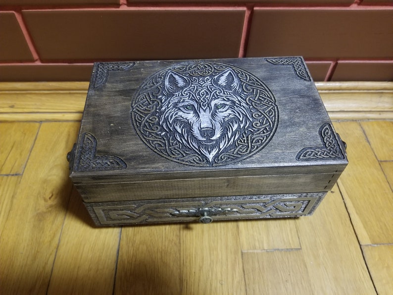 Celtic Wolf - Large Jewelry Box/casket/chest With 2 Compartments on ...