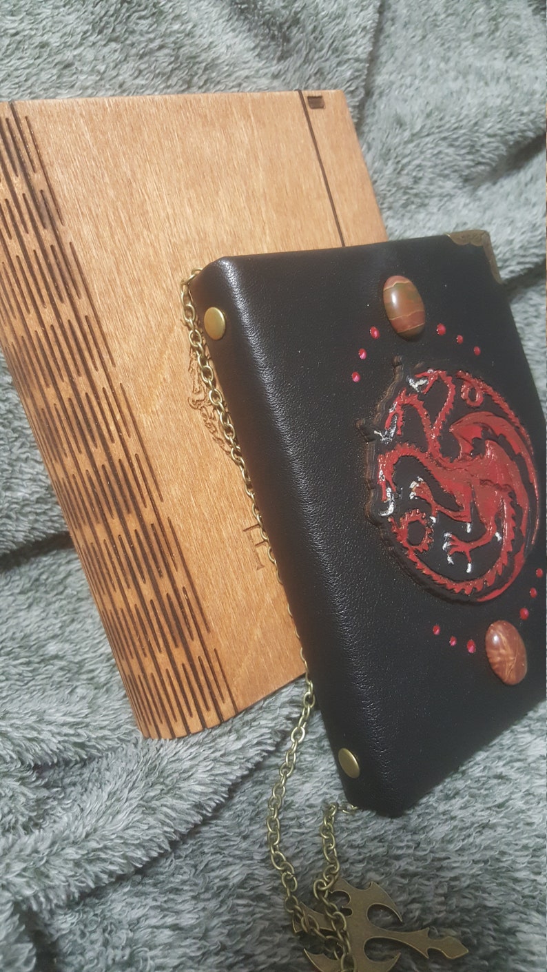 Red Dragon Themed Handmade Leather Black Paper Notebook in - Etsy