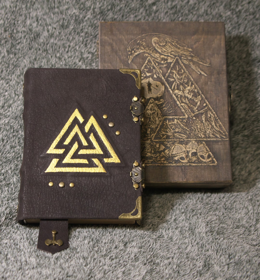 Viking Valknut Themed Handmade Craft Paper Leather Notebook in Wooden ...