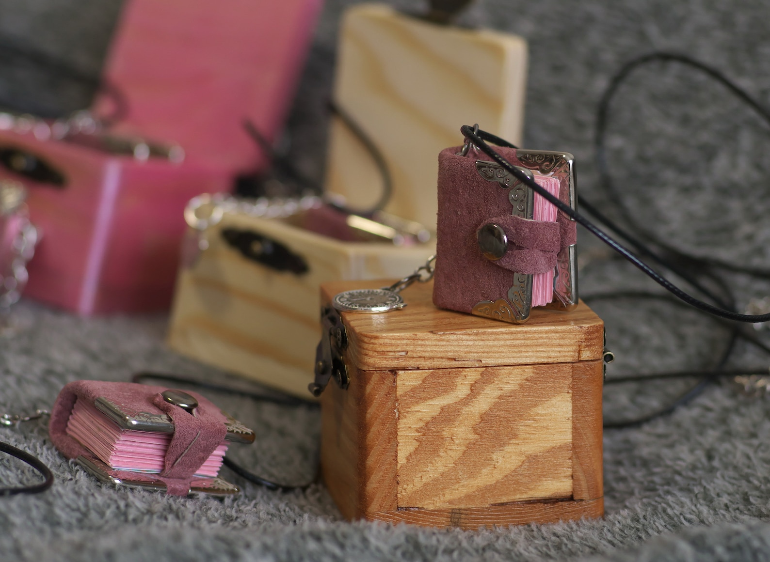 One Inch Tiny Handmade Leather Notebook Pendant in Wooden Box - Etsy