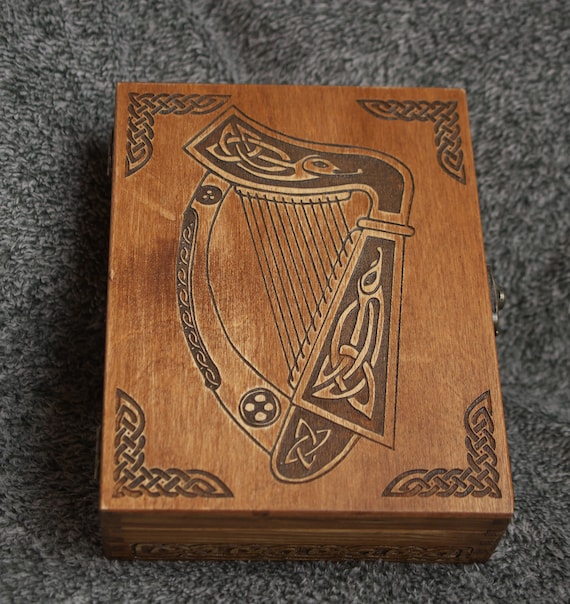 Irish Harp Themed Wooden Jevelery Box/casket Book-shaped - Etsy