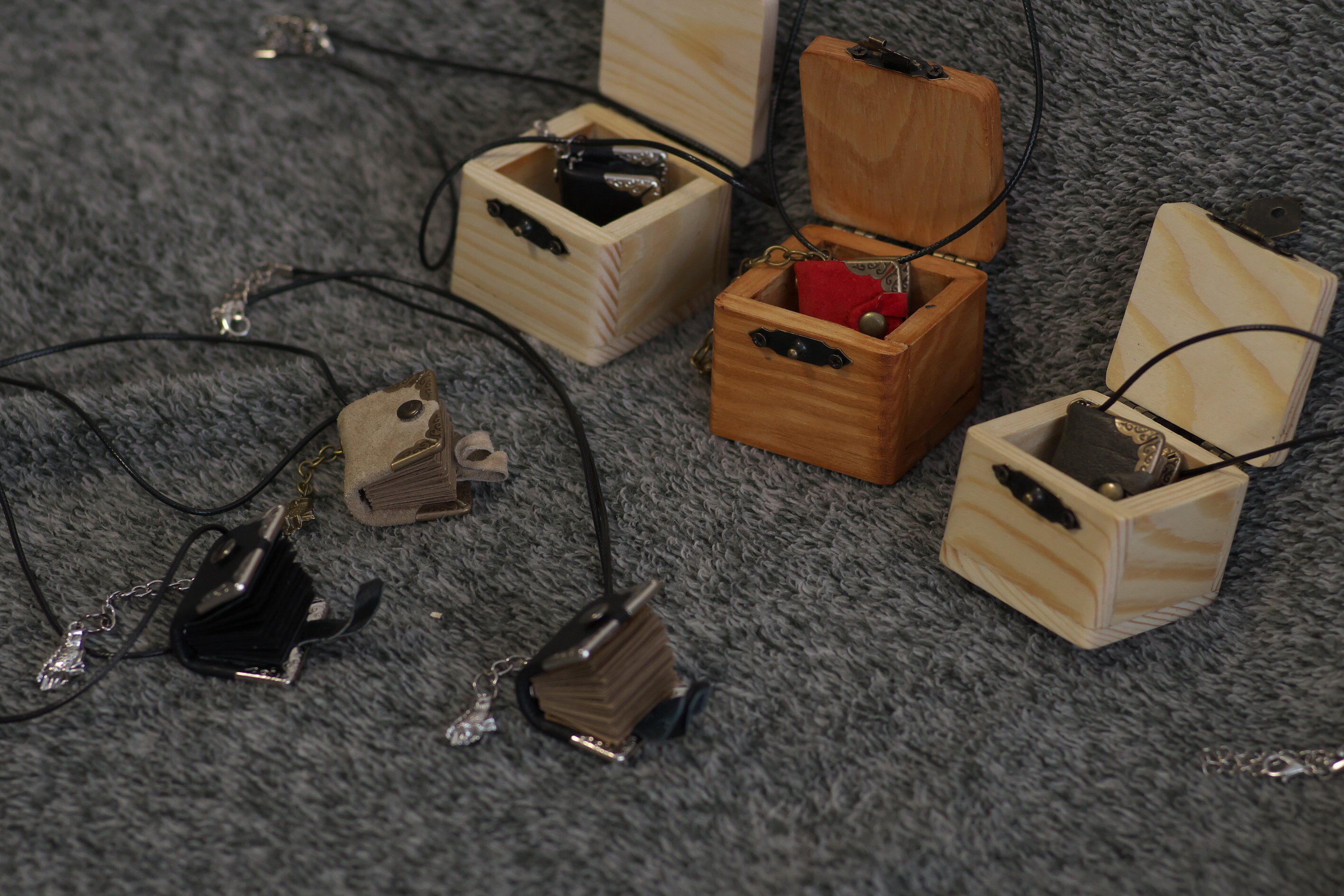 One Inch Tiny Handmade Leather Notebook Pendant in Wooden Box | Etsy