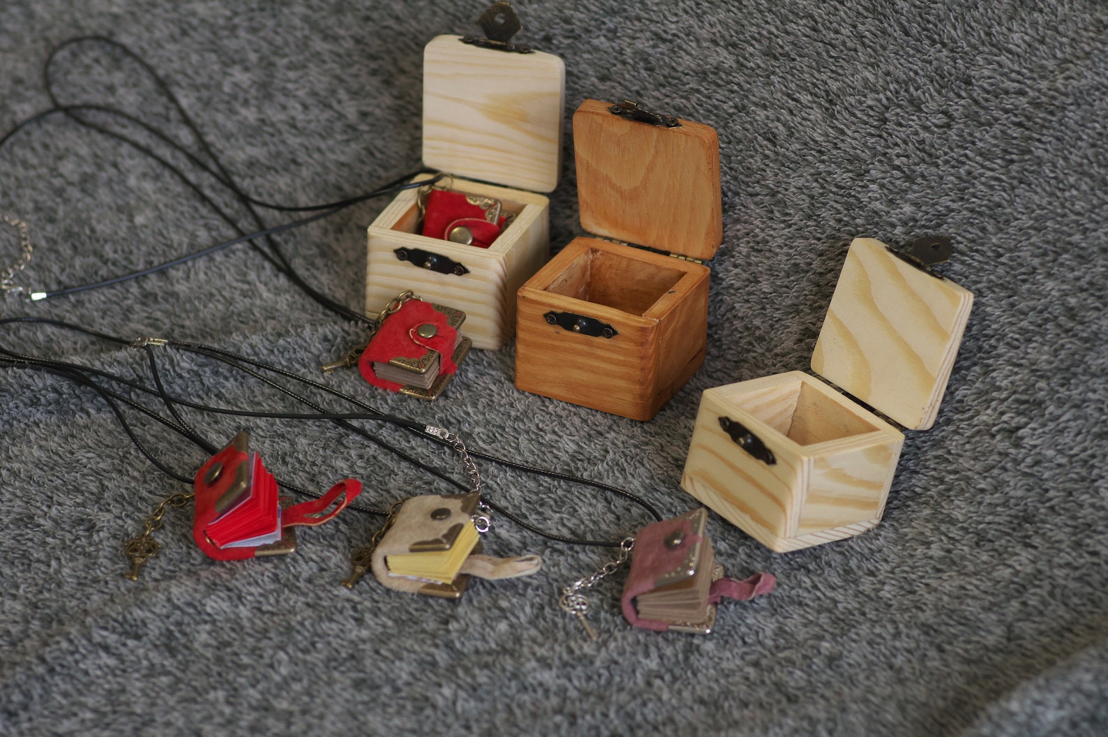 One Inch Tiny Handmade Leather Notebook Pendant in Wooden Box - Etsy