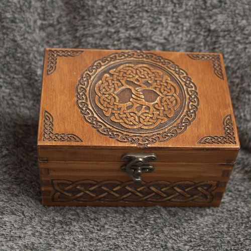 Hidden Compartment Celtic Tree Themed Wooden Jevelery - Etsy