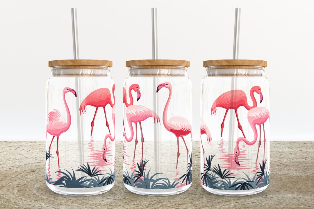 Flamingo Libbey Glass Can Tumbler Sublimation Design (digital Download ...