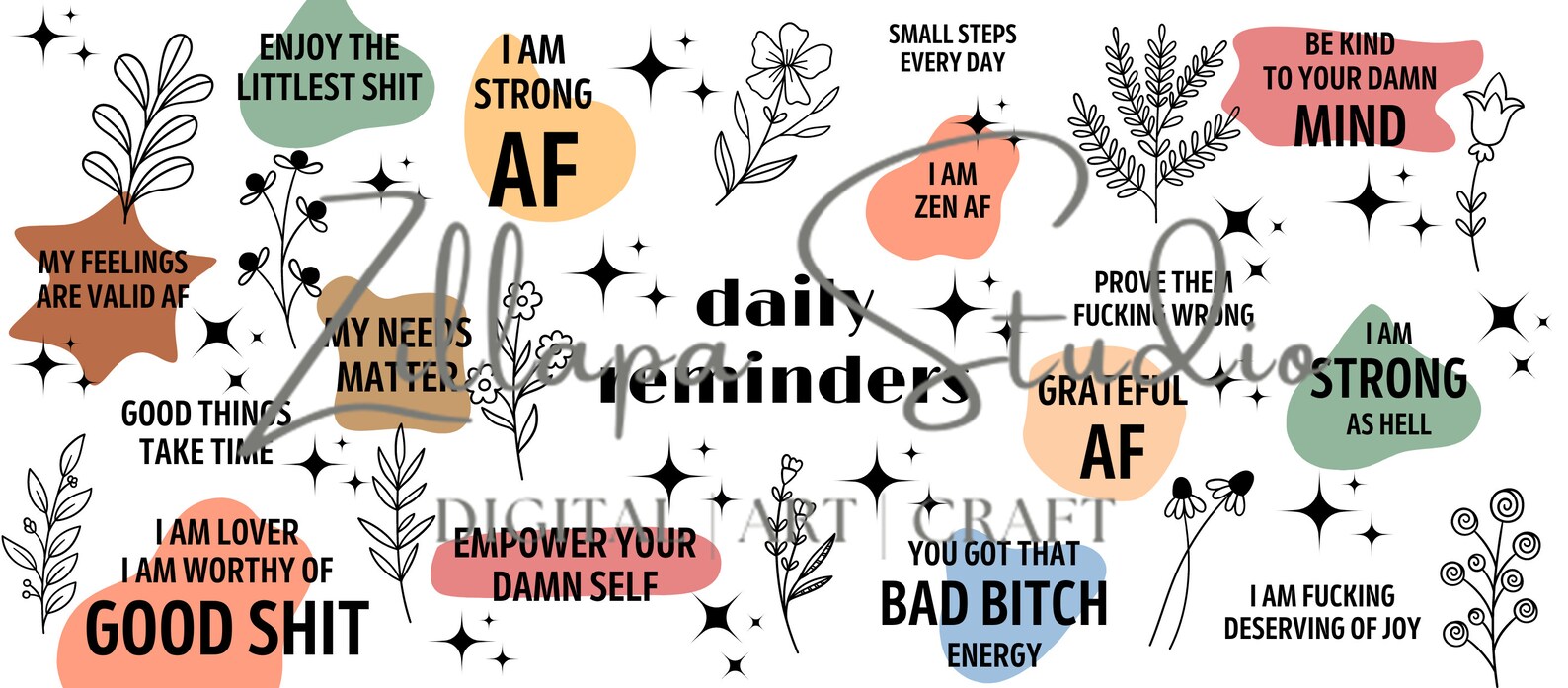 Daily Reminders Affirmations Motivation Inspirational 16 Oz - Etsy