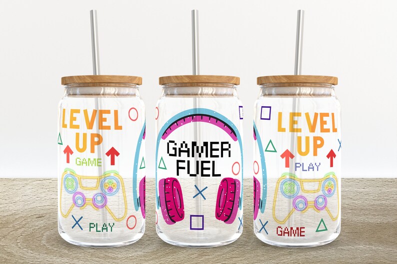 Gamer Fuel Video Game Controller 16 Oz Libbey Glass Can Tumbler Coffee ...