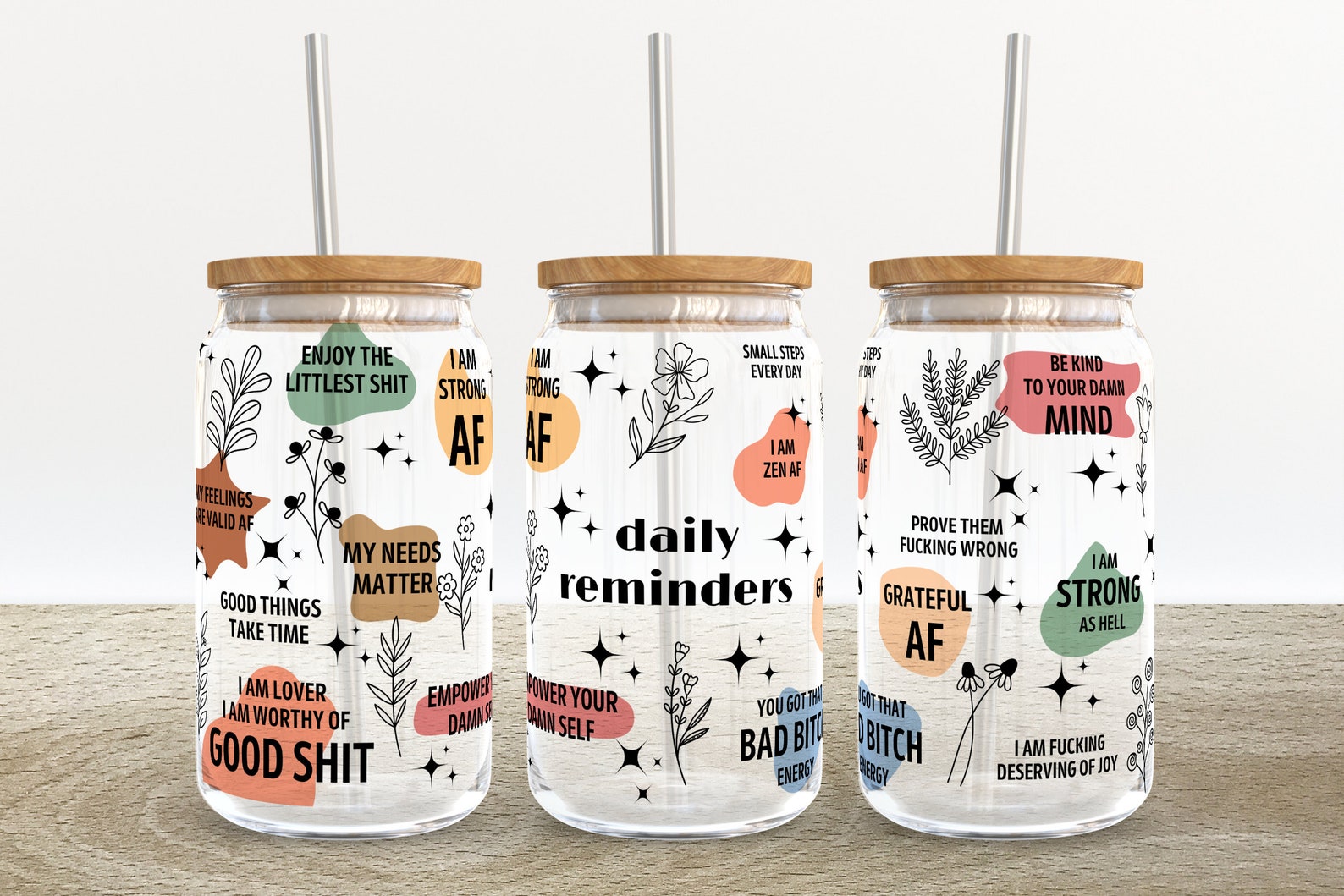 Daily Reminders Affirmations Motivation Inspirational 16 Oz - Etsy
