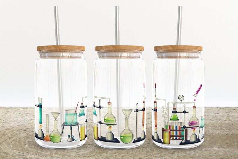 Chemistry Lab 16oz Libbey Glass Can Tumbler Sublimation Design (digital ...