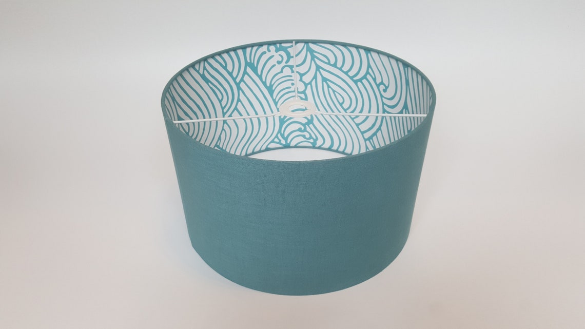 Contemporary Teal Linen Wave duo Lampshades | Etsy