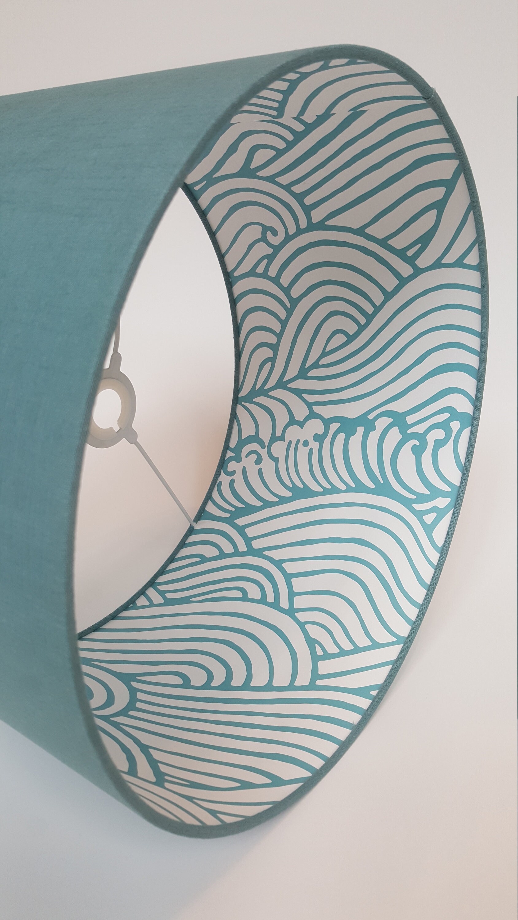 Contemporary Teal Linen Wave duo Lampshades | Etsy