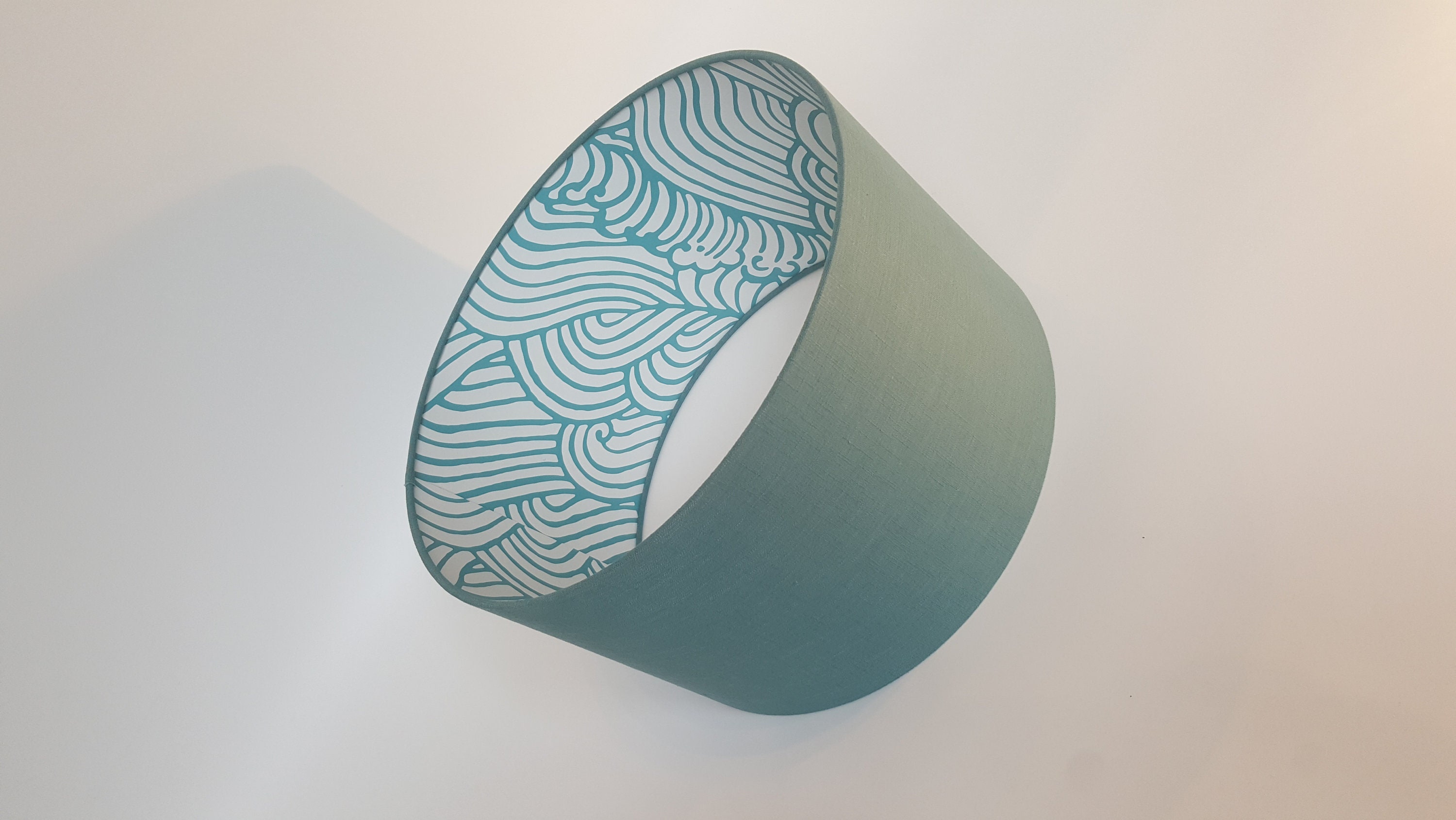 Contemporary Teal Linen Wave duo Lampshades | Etsy