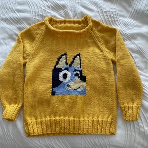 Unisex Kid's Bluey Jumper / Sweater With Crew or Ribbed/rolled Neck ...