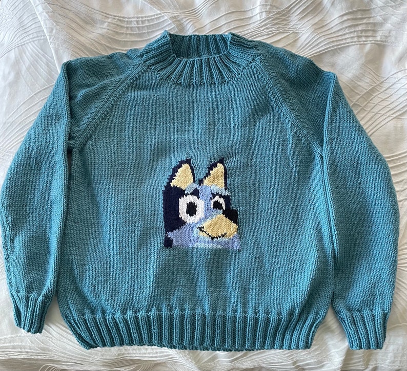 Unisex Kid's Bluey Jumper / Sweater With Crew or Ribbed/rolled Neck ...