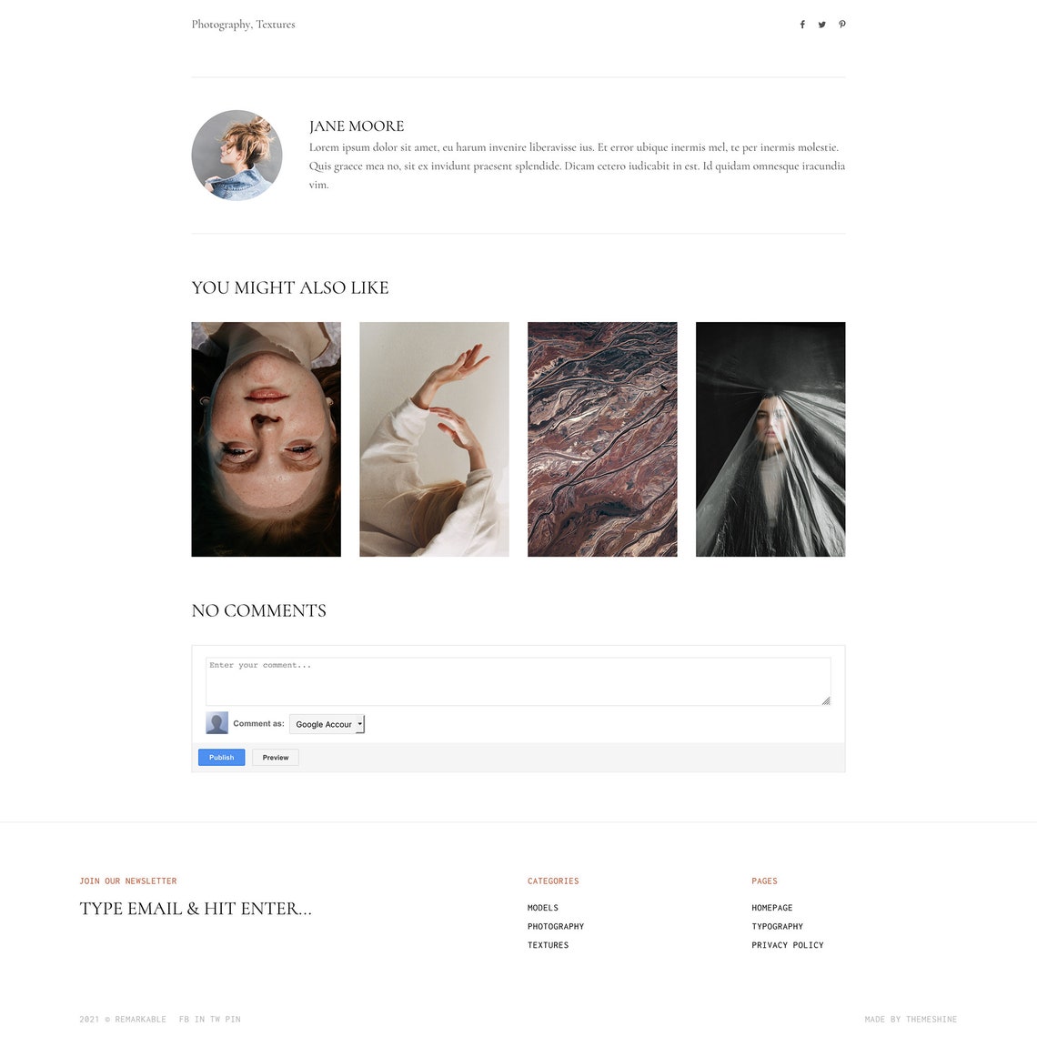 Responsive Premade Blogger Template - Clean Blog Design - Photography ...