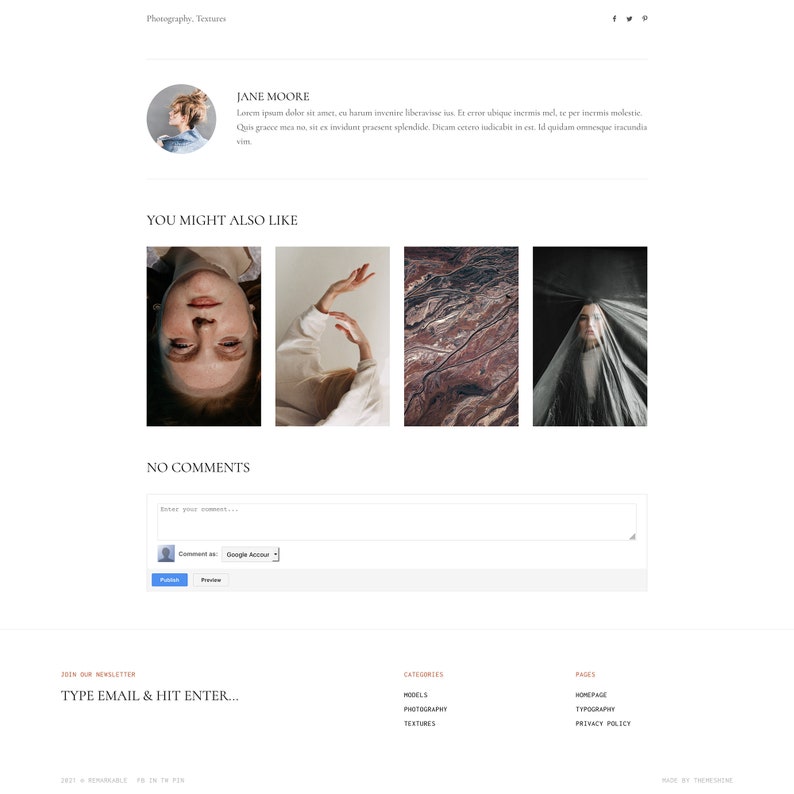 Responsive Premade Blogger Template - Clean Blog Design - Photography ...