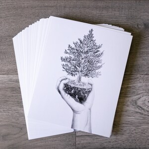 Surrealistic Hand Holding a Tree ILLUSTRATION PRINT 8x10 Inches ...