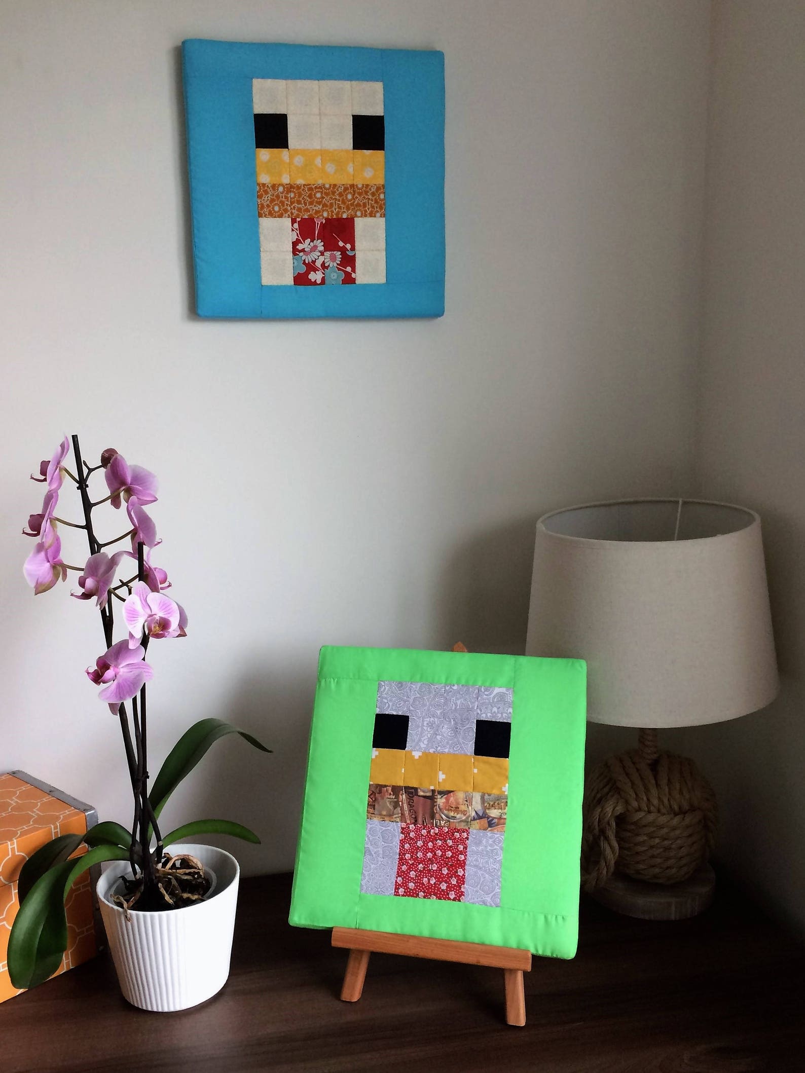 Minecraft Inspired Patchwork Mobhead Wall Art Chicken.lime - Etsy
