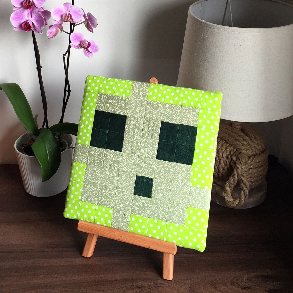Minecraft Inspired Patchwork Wall Art - Slime - Etsy