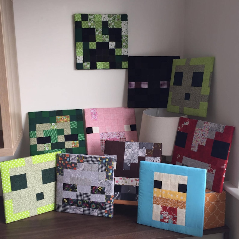 Minecraft Inspired Patchwork Wall Art - Slime - Etsy UK