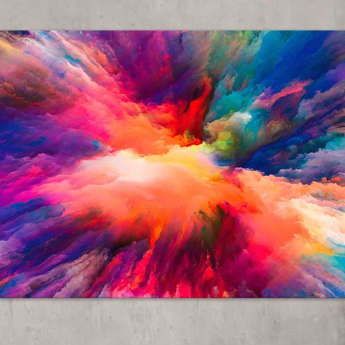 Colorful Abstract Clouds Wall Art Canvas Print Swirling - Etsy