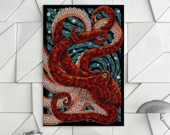 Red Octopus Print - Etsy