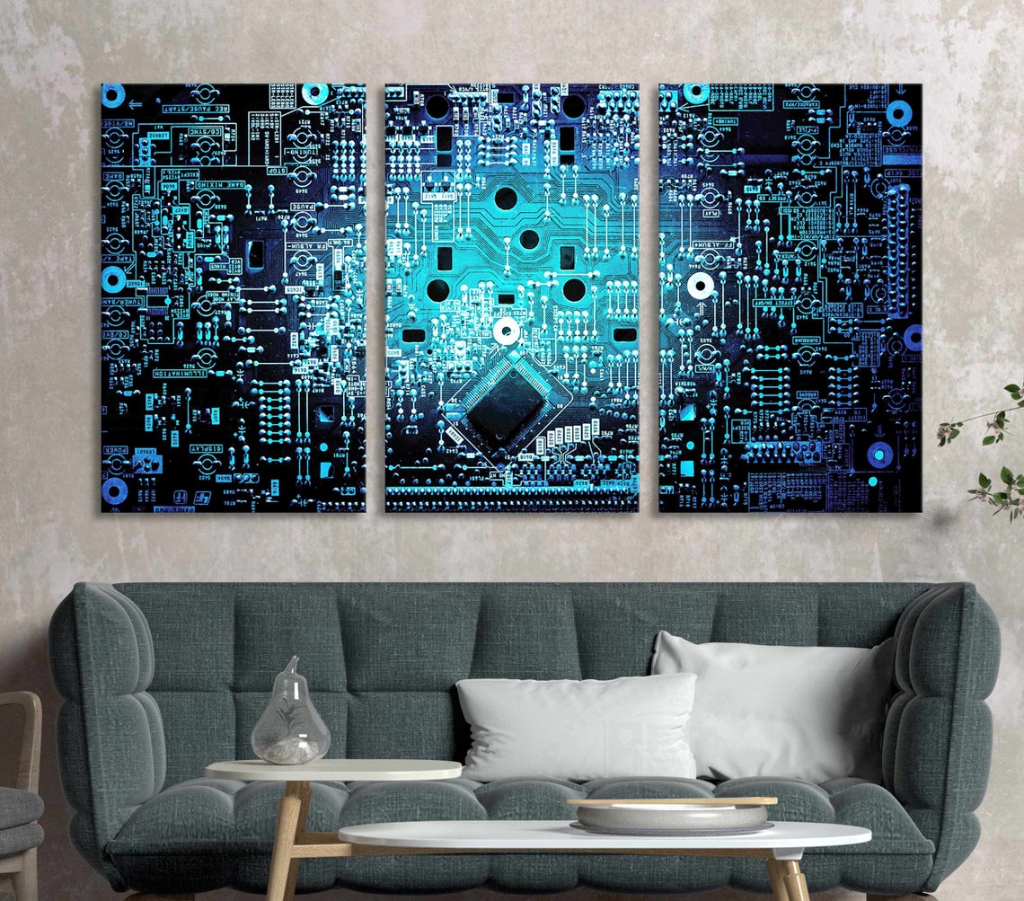 Motherboard Canvas or Paper Print Circuit Board Large Wall Art Computer ...