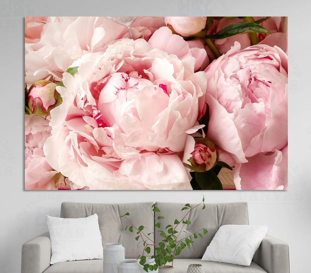 Light Pink Peony Print Wall Art, Flower Print, Trendy Canvas Print ...