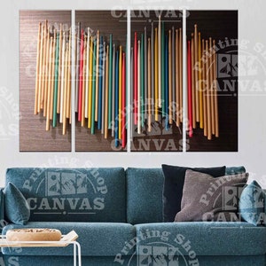 Music Wall Art Large Decor Print Color Drumstick Poster Set | Etsy