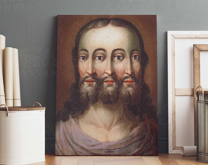 Three Faced Jesus Art Print, Trifacial Trinity, Triple Jesus Christ ...